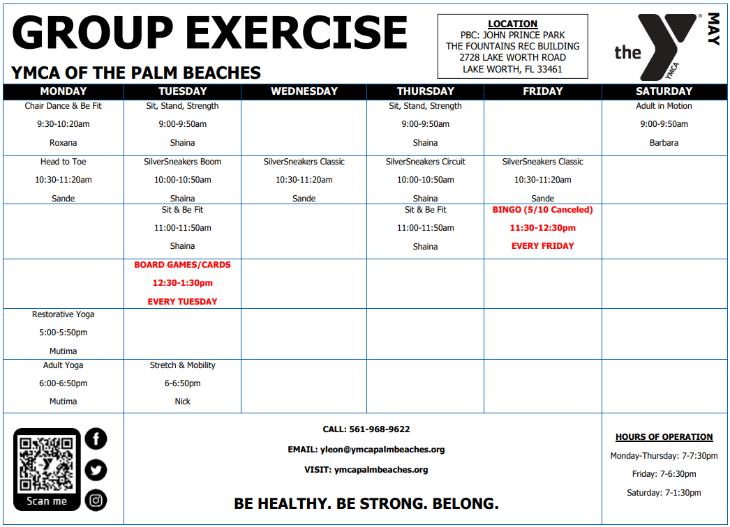 Group Exercise Schedule | YMCA of the Palm Beaches